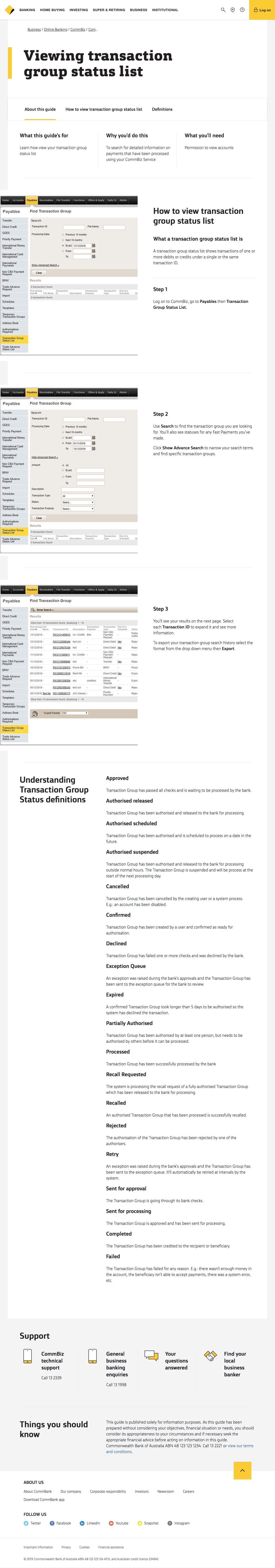 CommBank, CommBiz: View transaction groups, 2019 – James Banham's ...